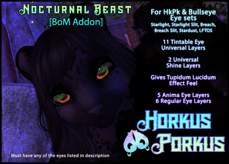 Second Life Marketplace - [HkPk] Nocturnal Beast Eye Addon